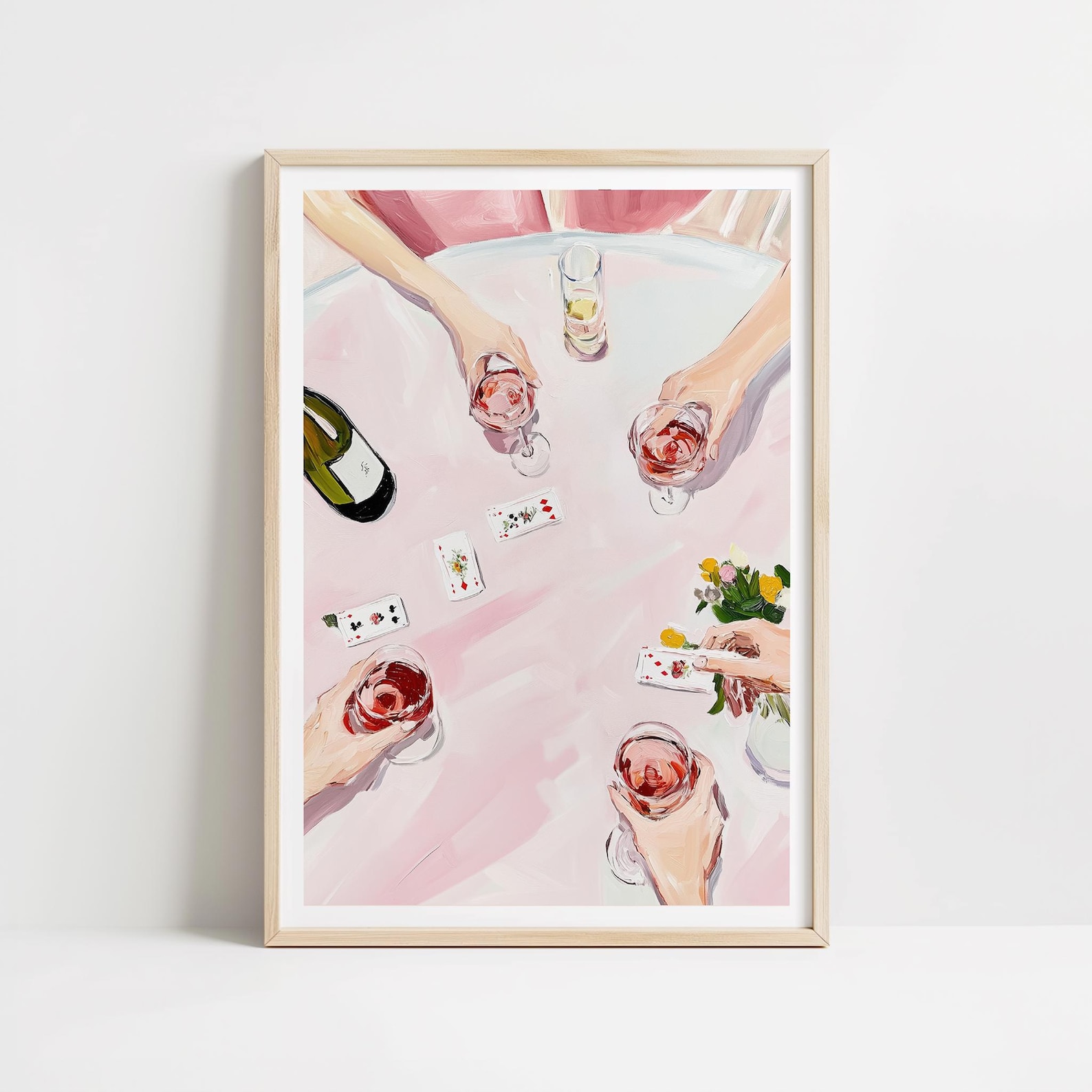 Girls Night Poster, Cheers Art Print: Rosé Wine, Poker Night Decor ...