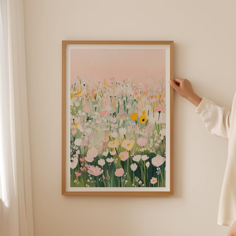 Wildflower Meadow Print: Pastel Cottagecore Floral Art (digital ...