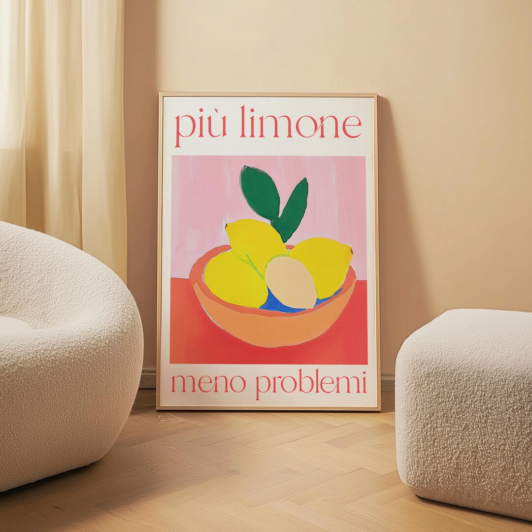 Italian Lemon Art Print: Più Limone, Mediterranean Kitchen Decor ...