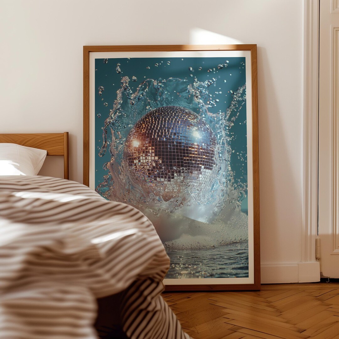 Disco Ball Art Print | Modern Glam Wall Art, Abstract Water Reflection ...