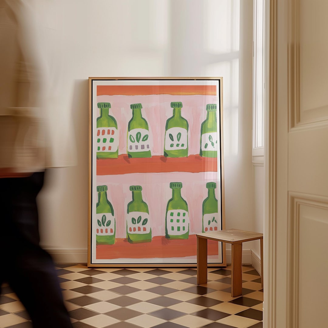 Olive Oil Bottle Print: Retro Kitchen Art, Mediterranean Decor (digital Download) - Etsy