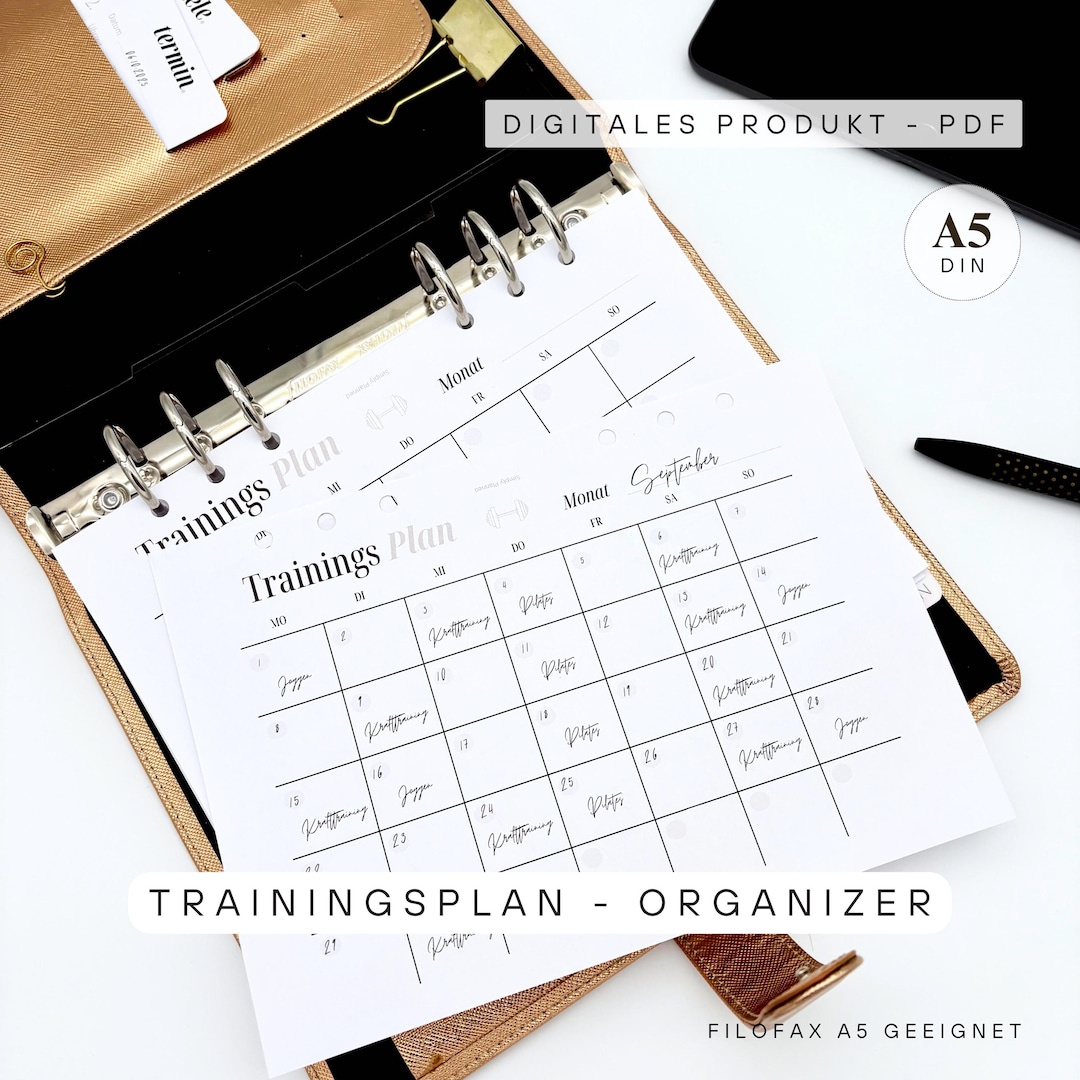 Monthly Training Plan A5 – Printable Fitness Planner Template | Workout ...