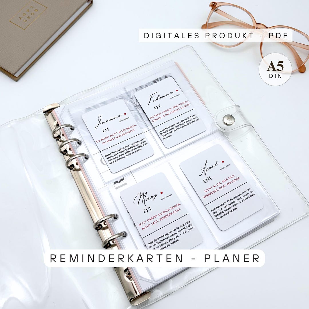Monthly Reminder Cards A5 | Aesthetic Planner Cards PDF | Mindfulness ...