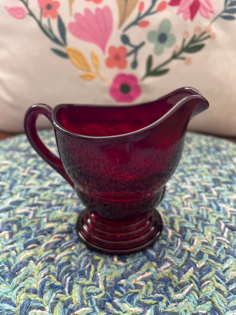 Vintage New Martinsville Glass Ruby Red Sugar Bowl and Two Creamers - Etsy