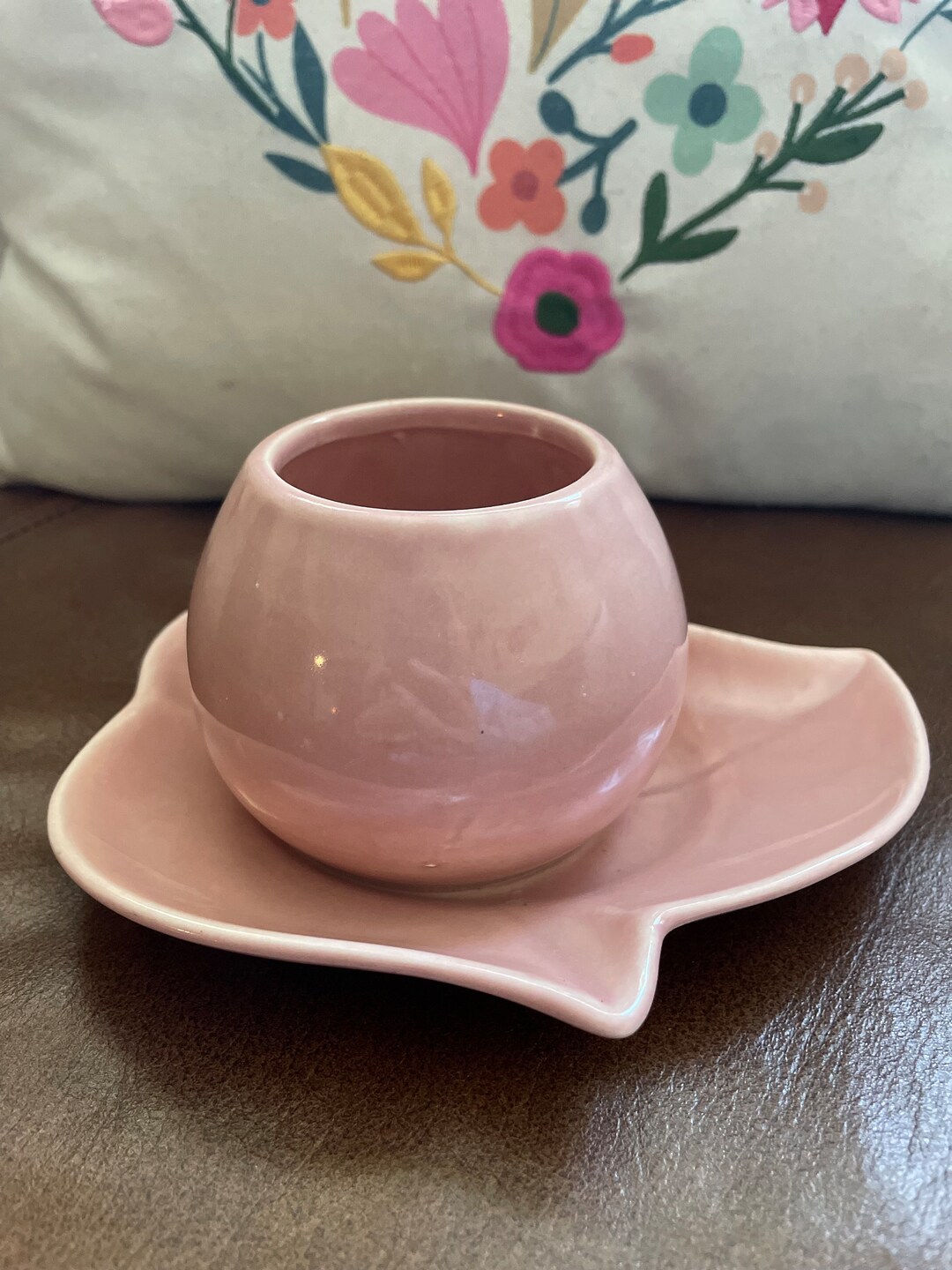 Red-wing Pottery Pink Planter on Leaf - Etsy