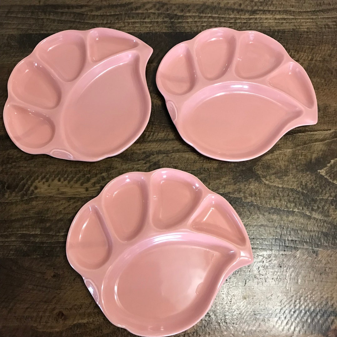 Set of 3 Ceramic Pink Fondue or Picnic Plates Ceramic Made in Japan ...
