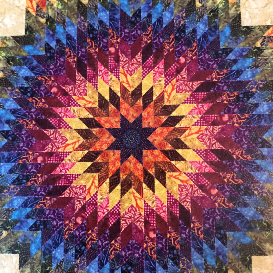 Rainbow Star Quilt Pattern 61 X 61 Full Size Pattern Bright, Colourful ...