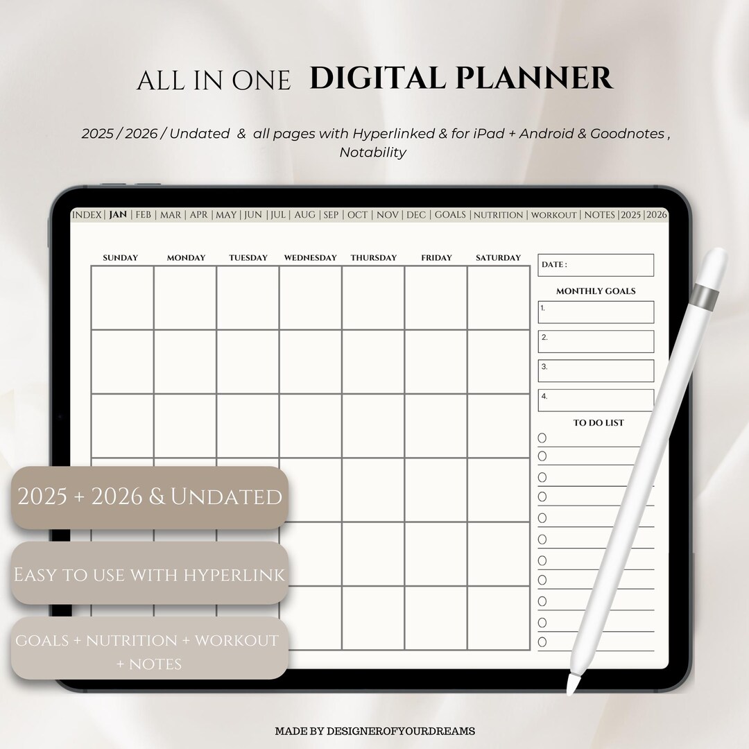Digital Planners 2025, 2026 & Undated Planners Goodnotes Planner, Daily ...