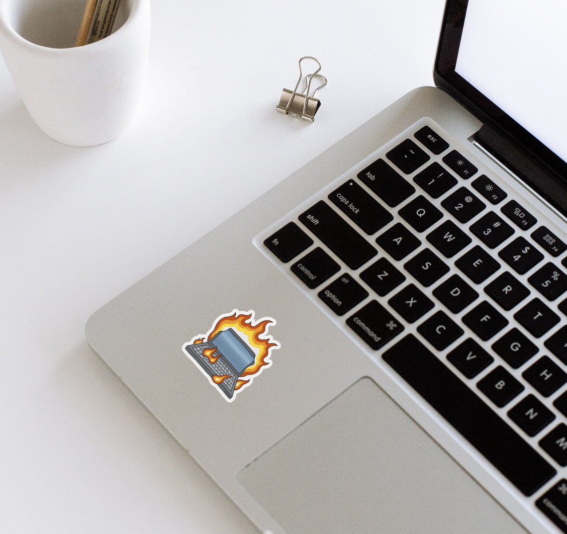 Computer Laptop on Fire Work Sticker Laptop Decal Holographic - Etsy