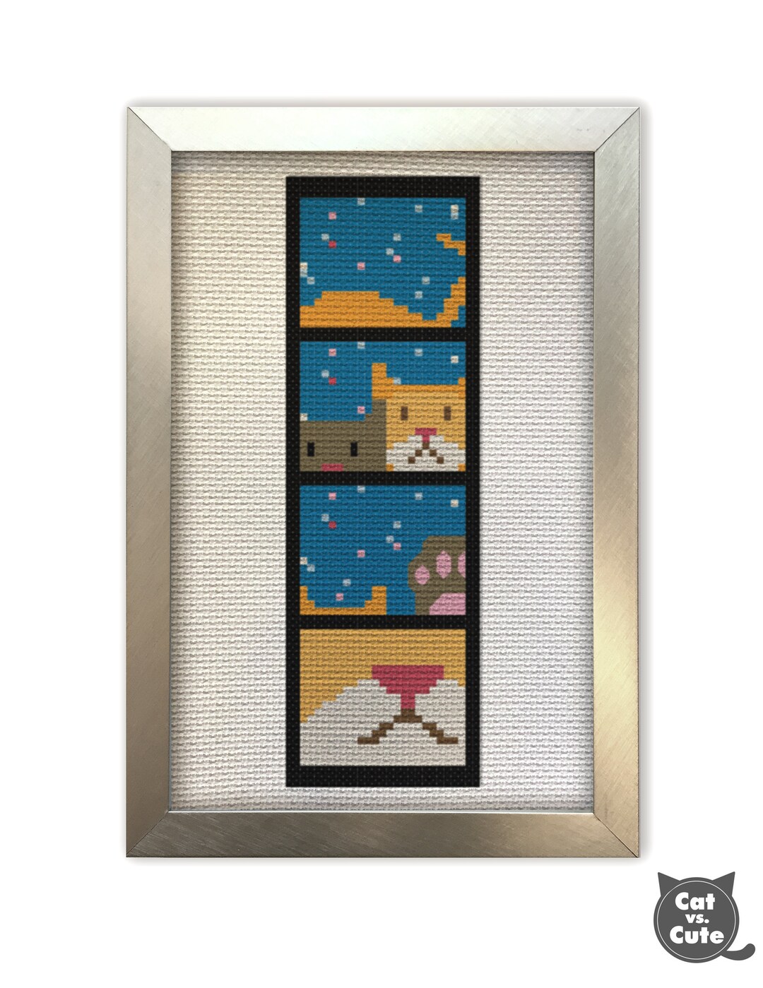 Funny Cat Photo Booth Cross Stitch Pattern: Orange Gray Cats (PDF ...