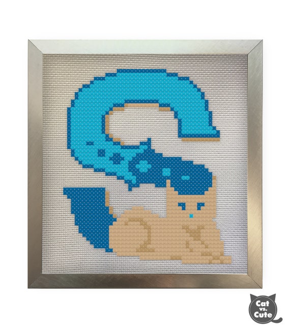 Cat Cross Stitch Pattern Letter S Alphabet Cat Lettering - Etsy