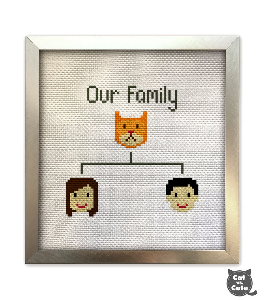 Cat Cross Stitch Pattern - Cat Pet Family Tree Generation Pedigree ...