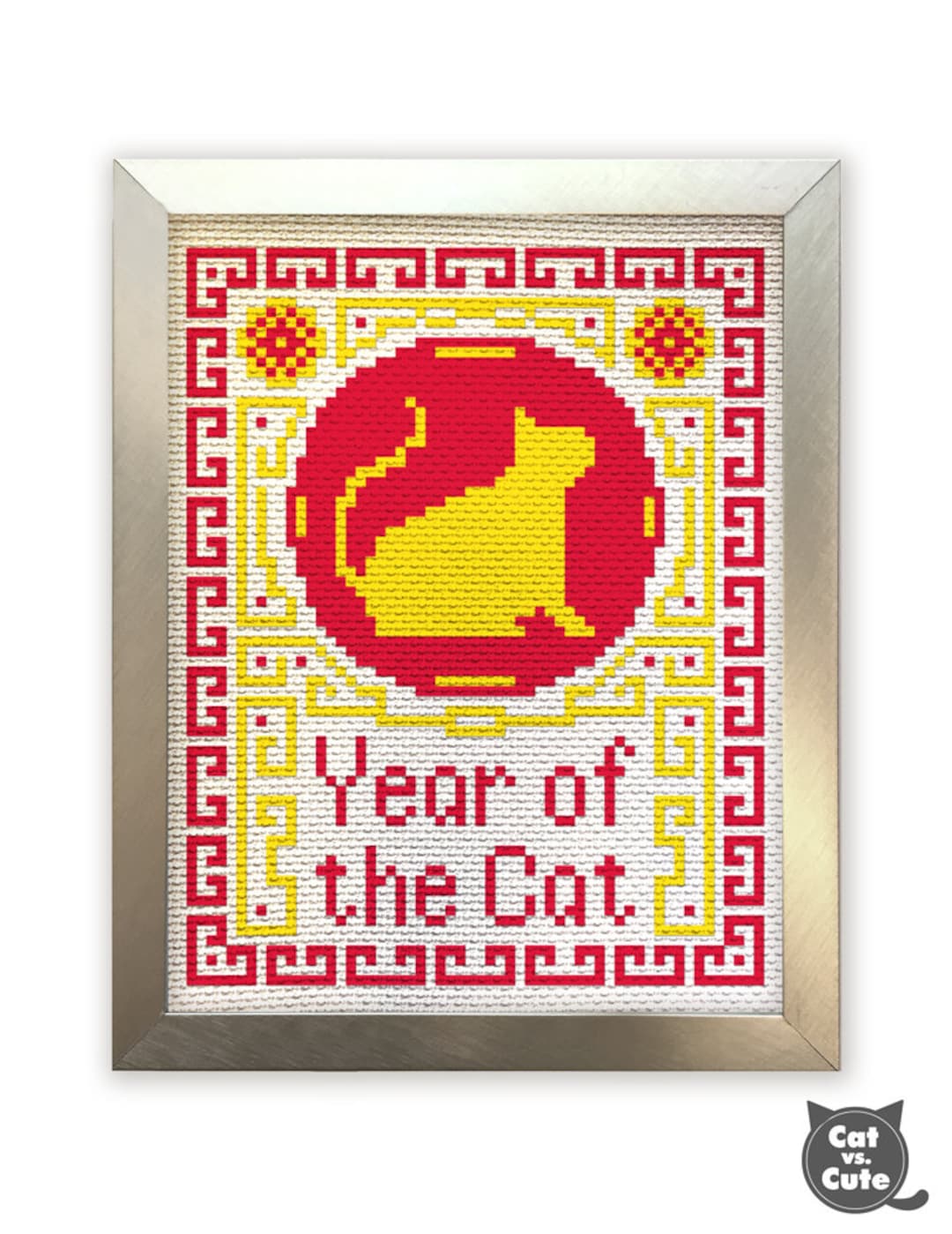 Cat Cross Stitch Pattern Year of the Cat Chinese New Year Zodiac Lunar ...