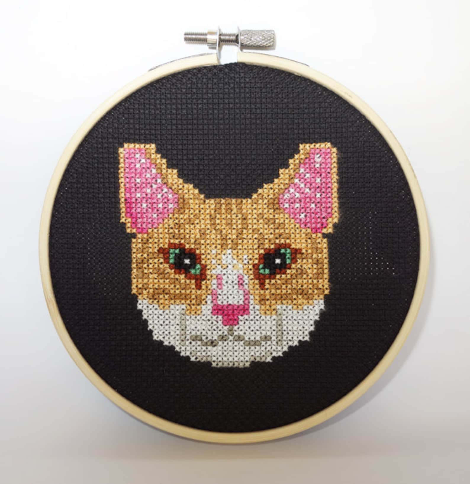 Cat Cross Stitch Pattern Orange Tabby Cat Face Portrait Cross Stitch ...