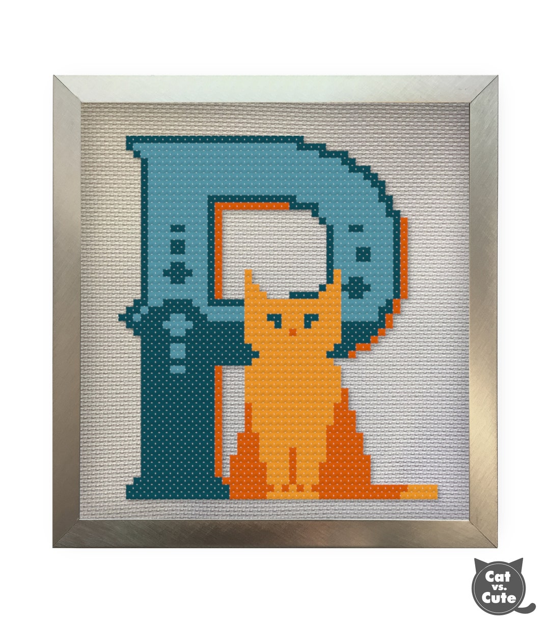 Cat Cross Stitch Pattern Letter P Alphabet Cat Lettering Monogram ...