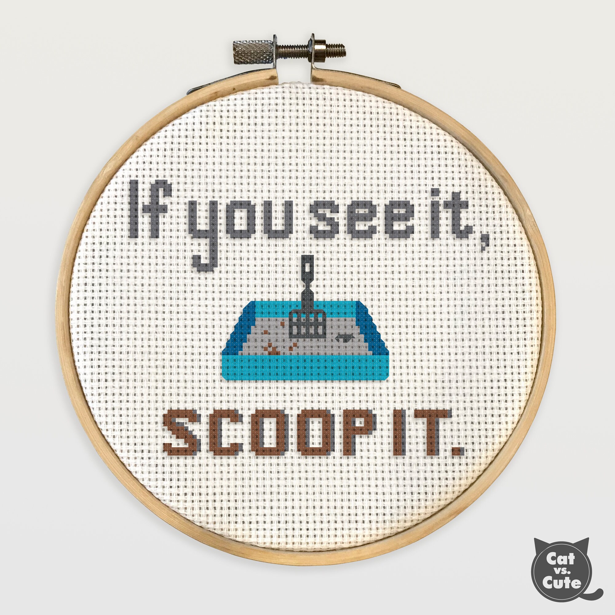 Cat Cross Stitch Pattern Cat Litter Box Scoop Poop Pee Hoop If You See ...