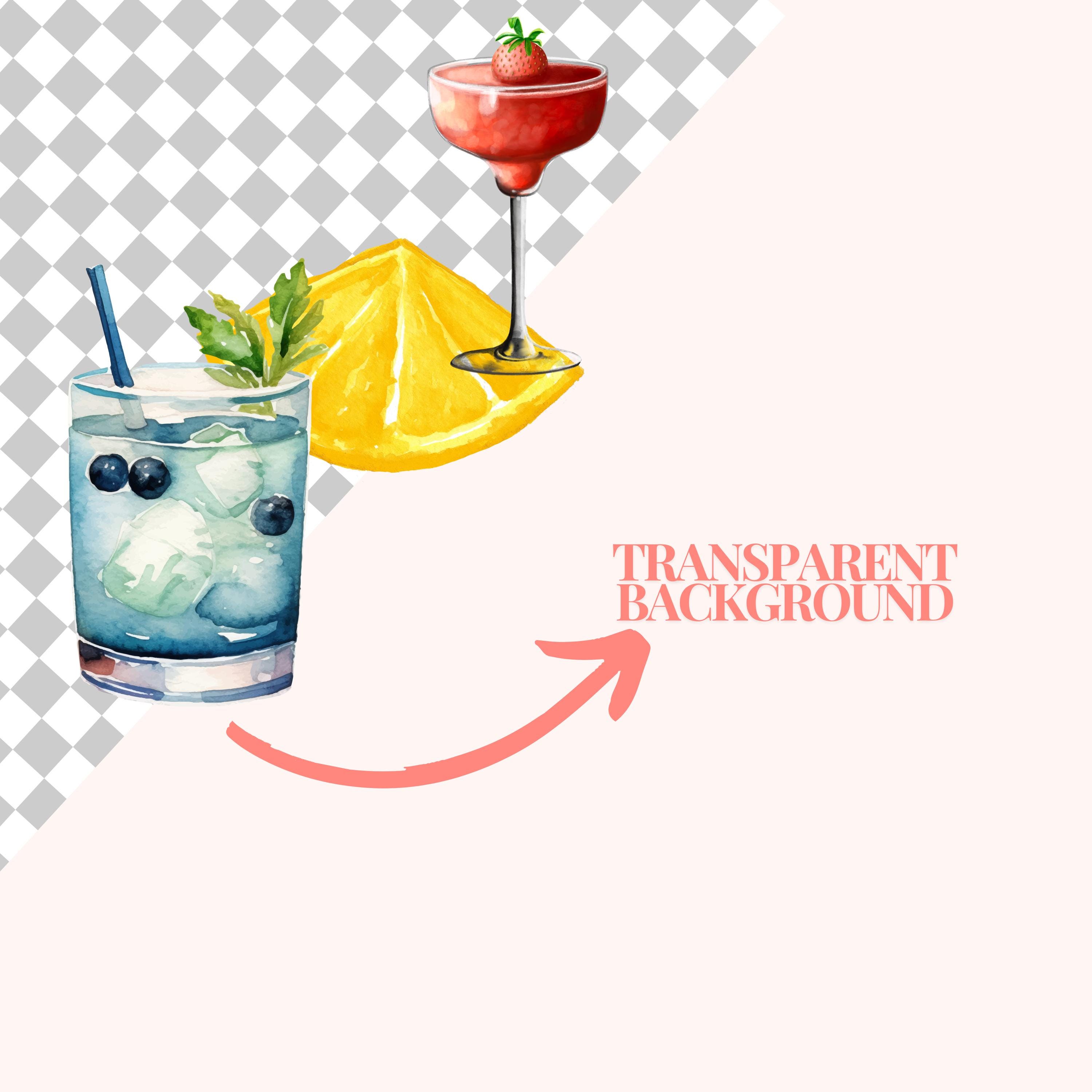 Cocktails Menu Clipart, Watercolour Clipart, Clip Art Bundle, Drink ...