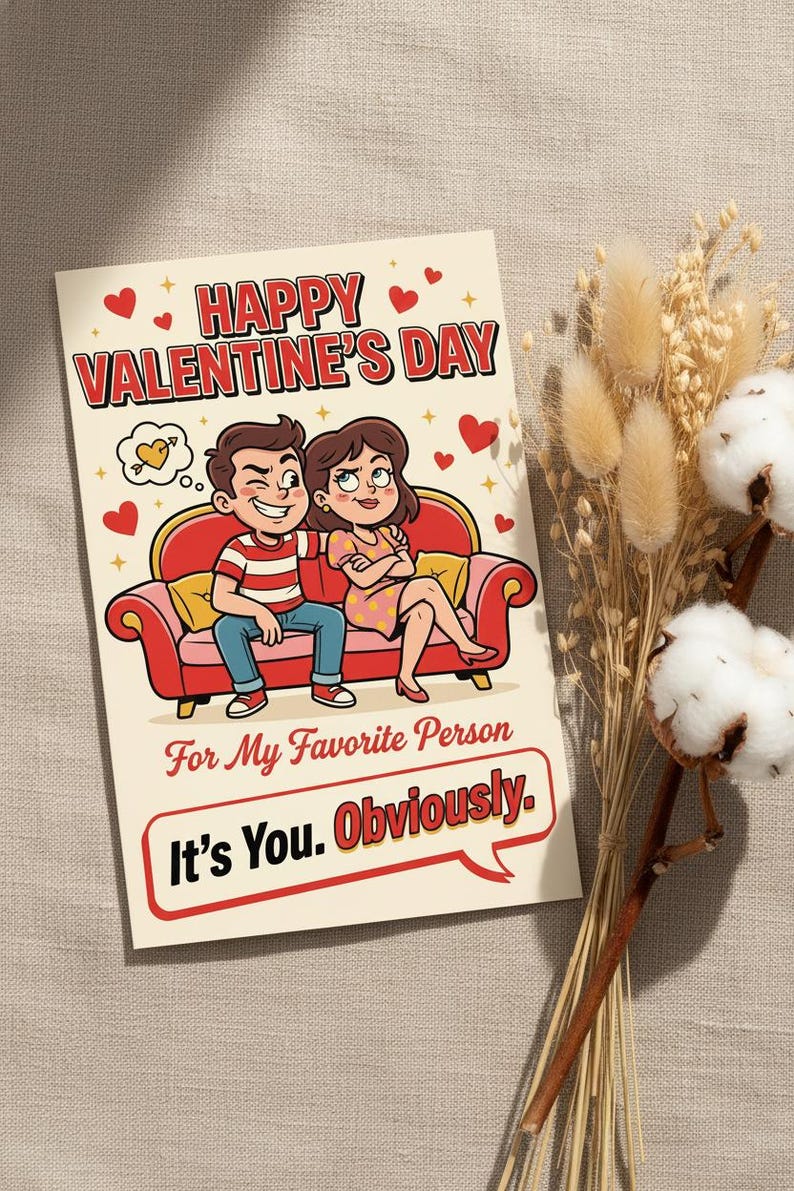 Funny Valentine's Day DIY Printable Card | Cheeky Valentine Card ...