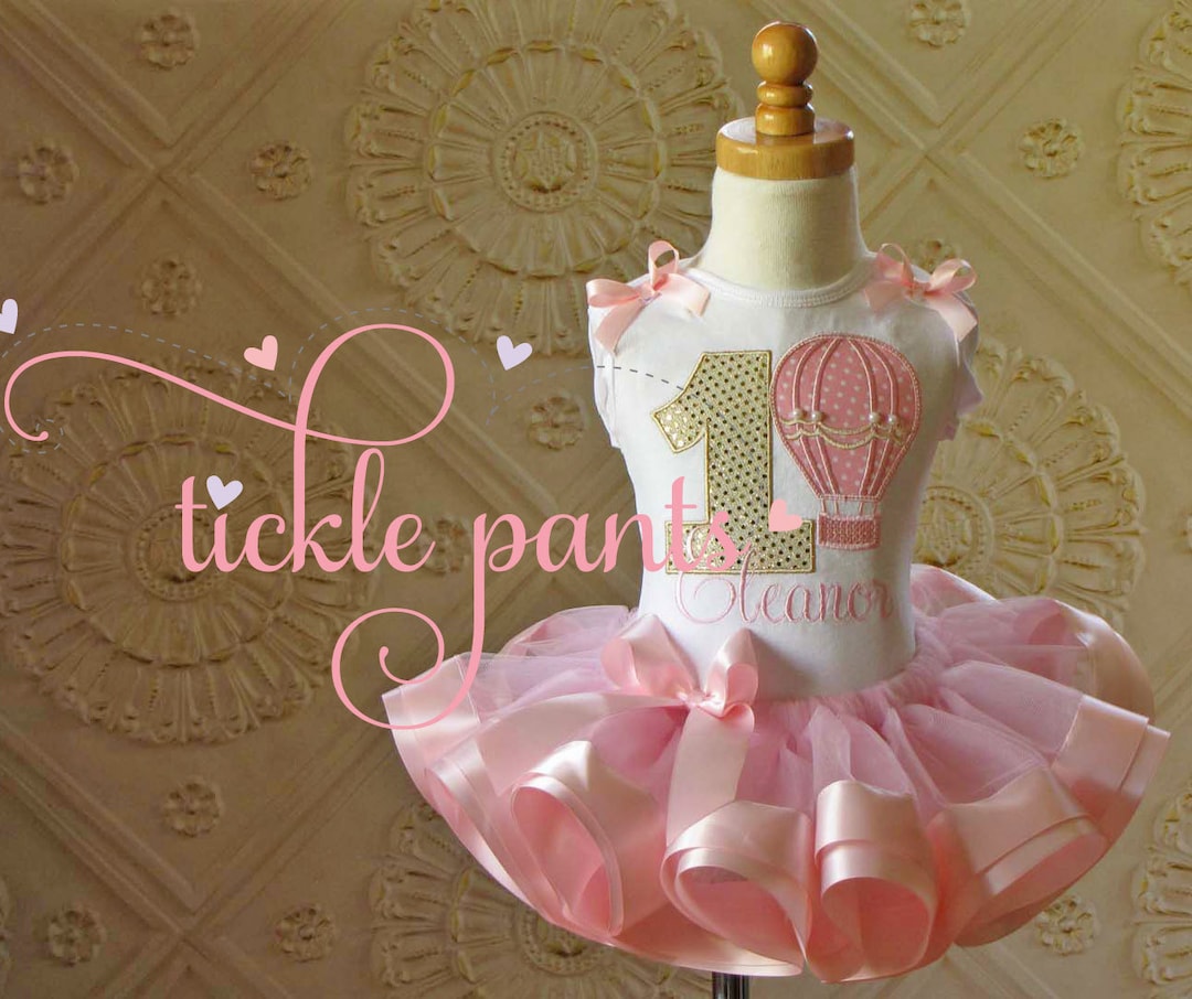 Whimsical Hot Air Balloon Birthday Tutu Outfit- Pink and Sparkling Gold ...