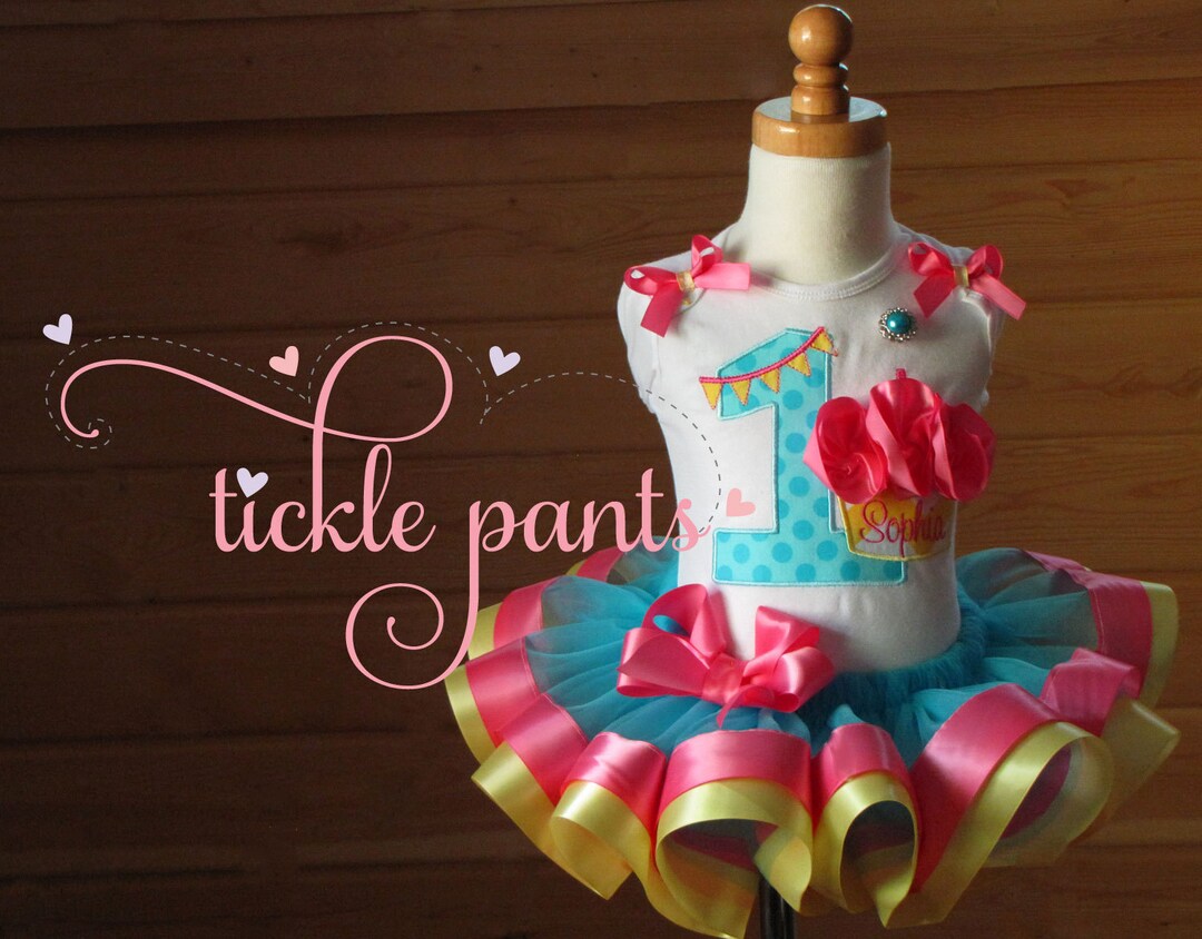 Cupcake Birthday Outfit Fiesta Turquoise Hot Pink - Etsy