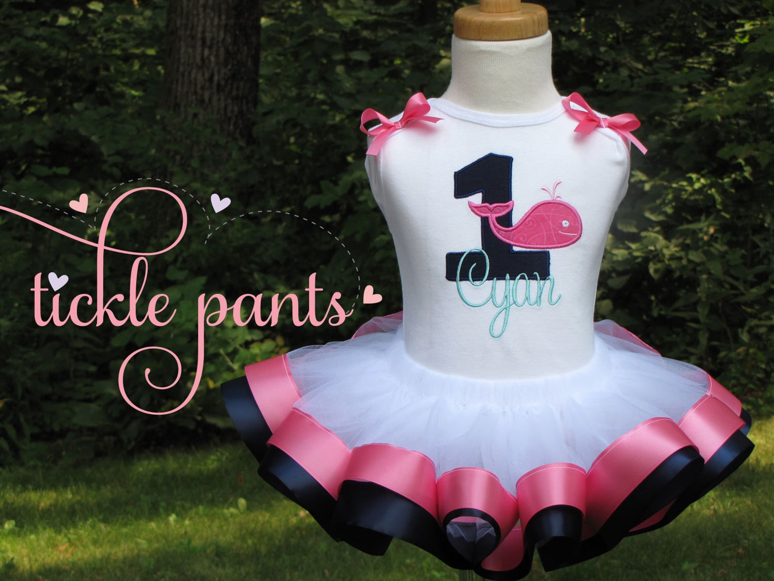 Preppy Whale Birthday Tutu Outfit Navy/bright Pink/white - Etsy