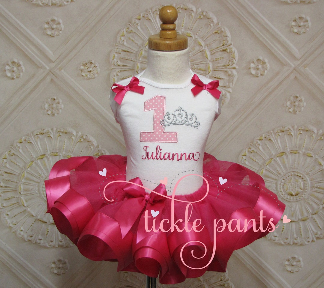 Birthday Princess Tutu Outfit Pink Silver Hot Pink Includes Embroidered ...