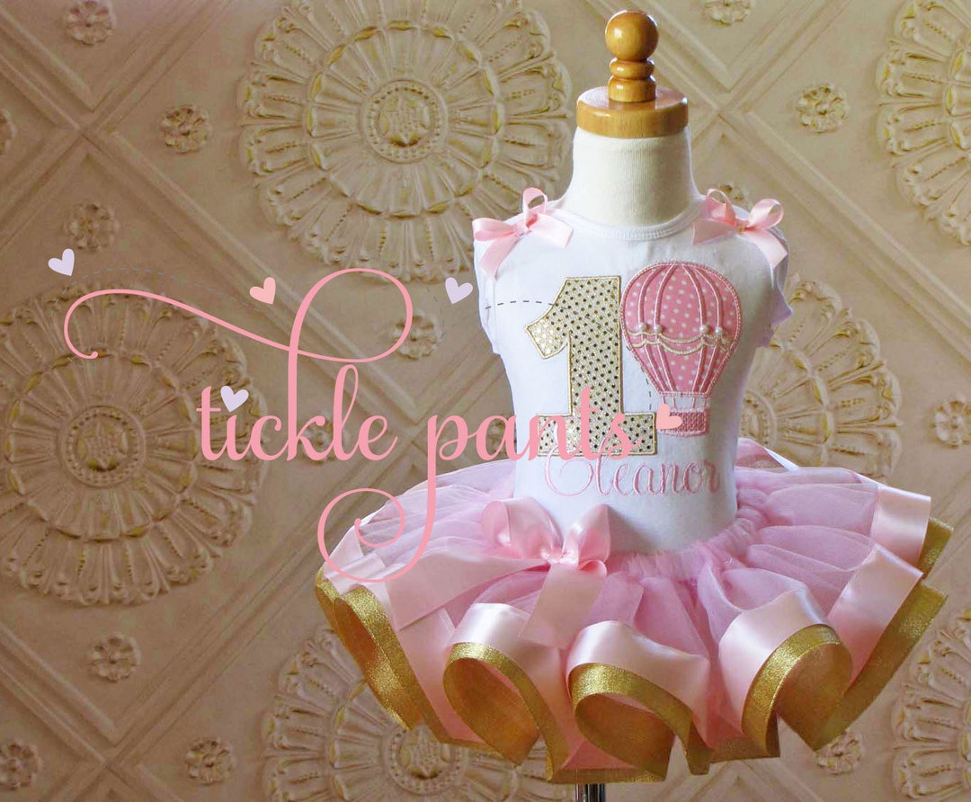 Whimsical Hot Air Balloon Birthday Tutu Outfit Pink and Sparkling Gold ...