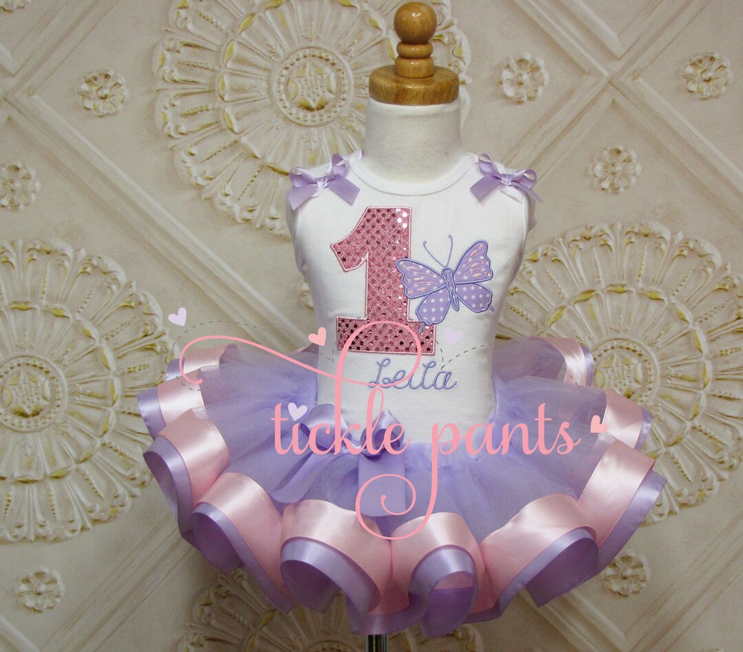 Butterfly Birthday Tutu Outfit - Pink and Lavender Purple - Includes ...