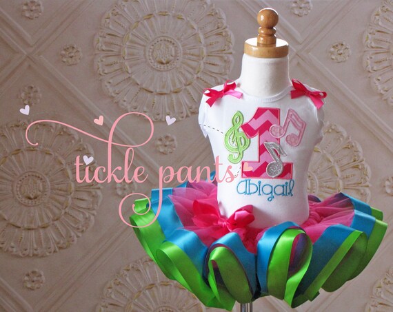 Music Birthday Tutu Outfit Hot Pink Green Turquoise Includes | Etsy