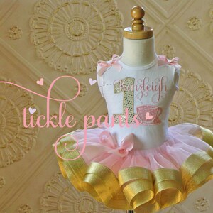 Teacup Teapot Tea Partybirthday Outfit Pink and Sparkling Gold Includes ...