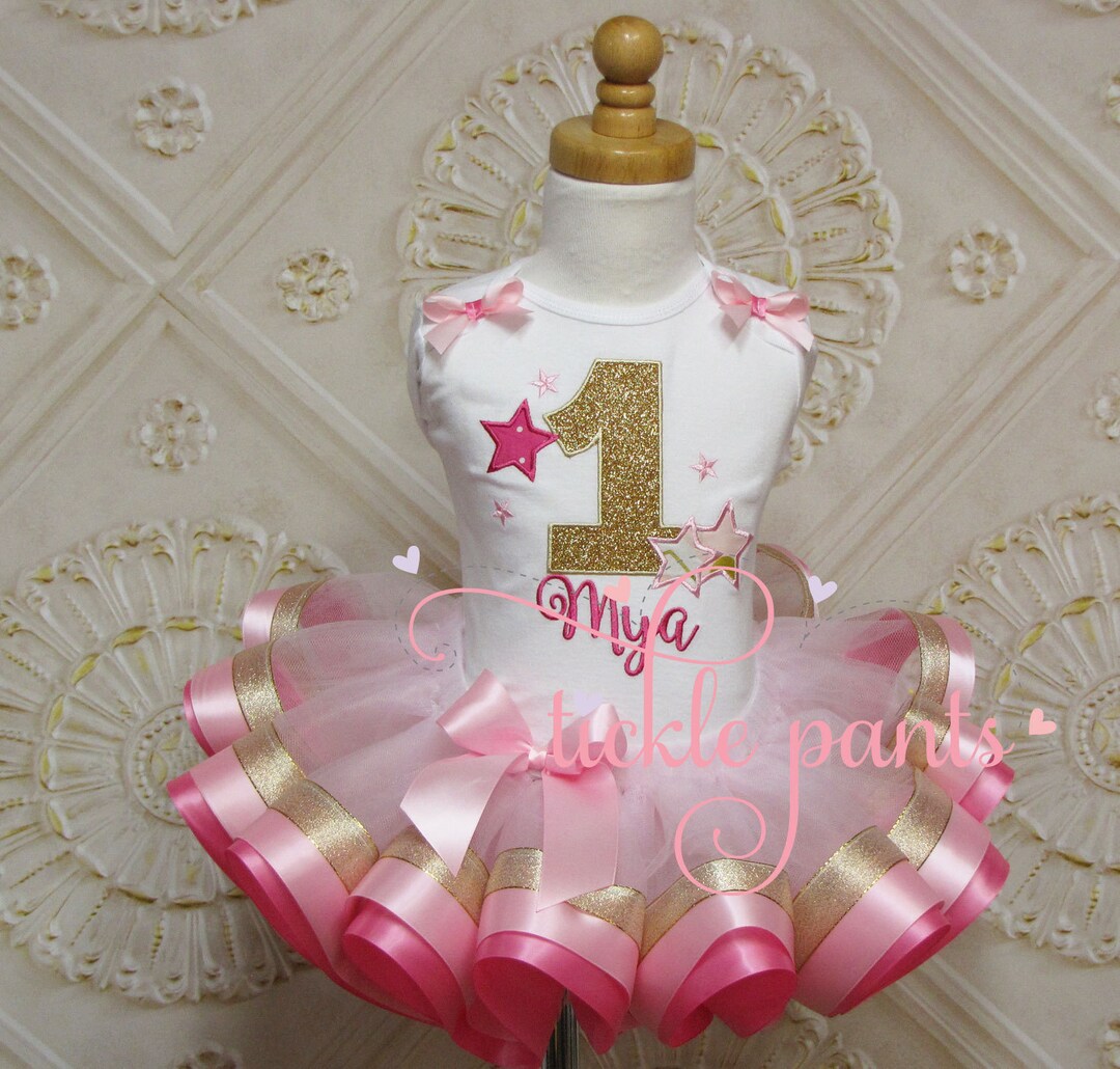 Twinkle Twinkle Little Star Birthday Outfit - Pink and Gold Glitter ...