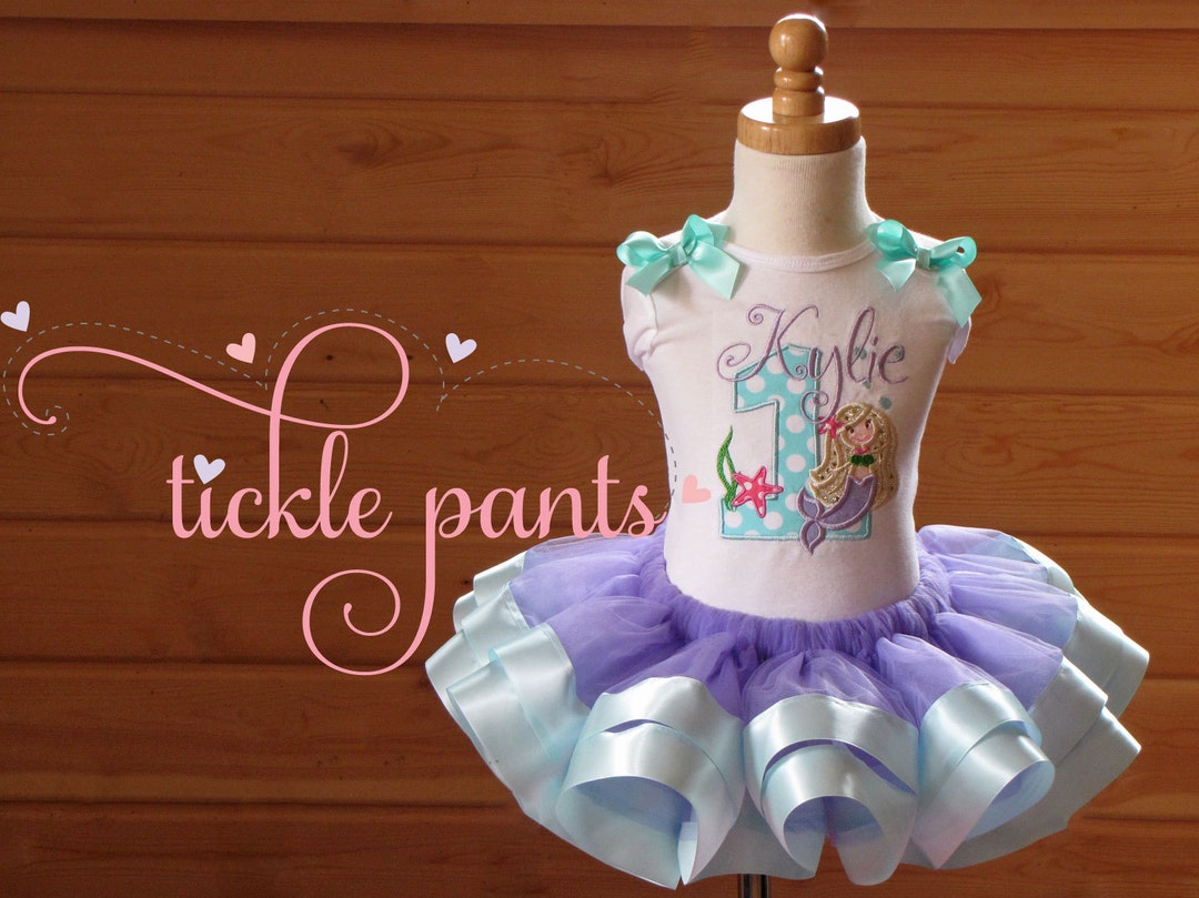 Under the Sea Mermaid Birthday Tutu Set Aqua and Lavender Purple ...