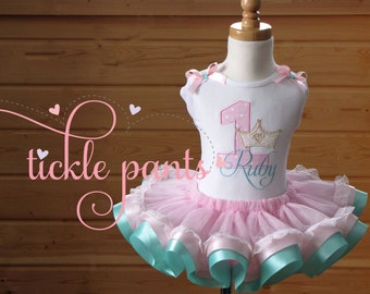 Princess of Pink and Lace Birthday Tutu Outfit Pink and Aqua - Etsy