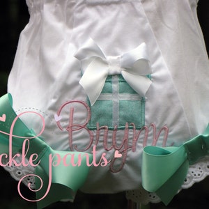 Blue Gift Box Bloomers- Diaper Cover, Bloomers - Aqua Blue- Gift Box ...