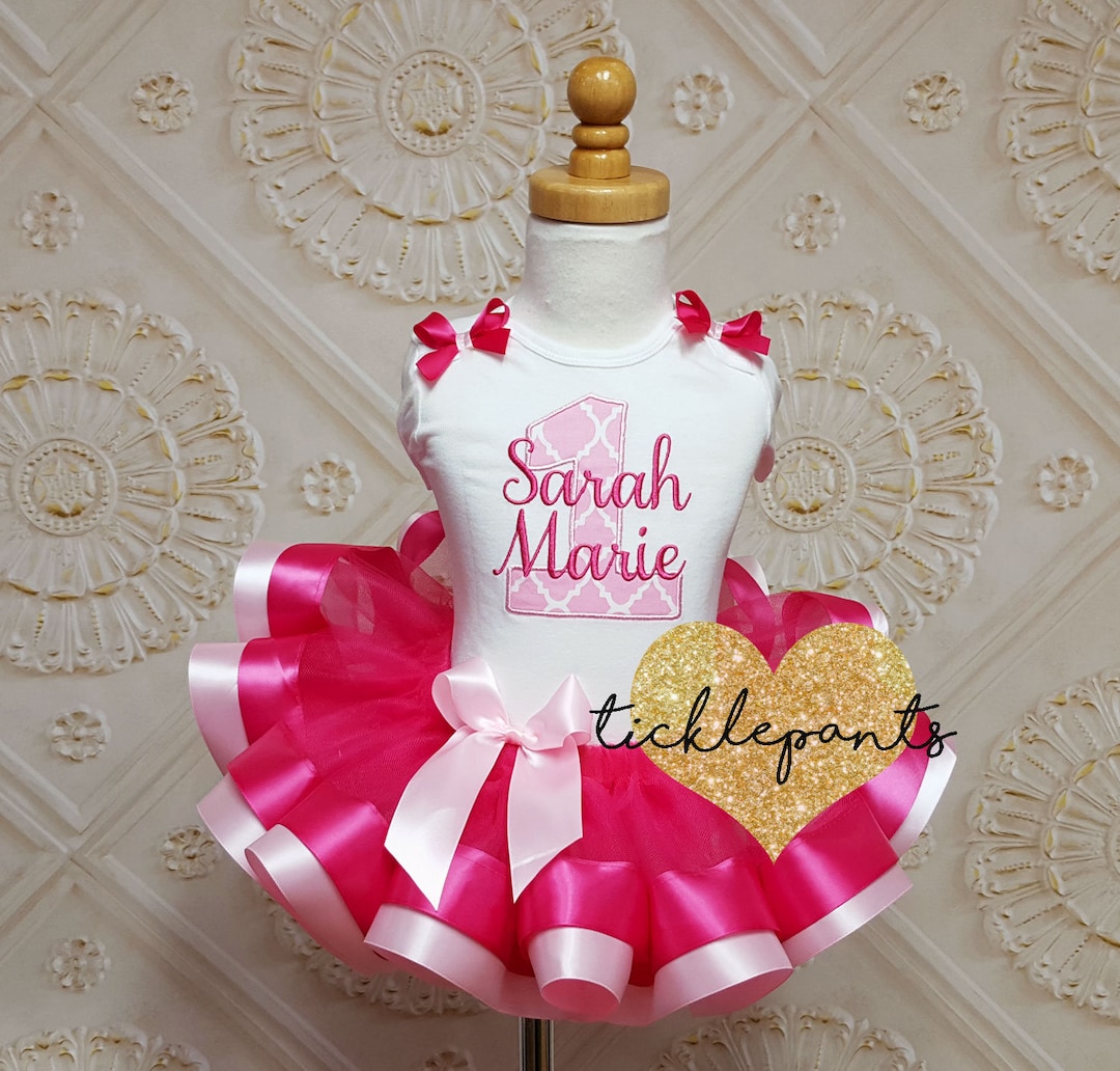 For All Sizes Name and Age Birthday Tutu Outfit 1st Birthday Pink and ...