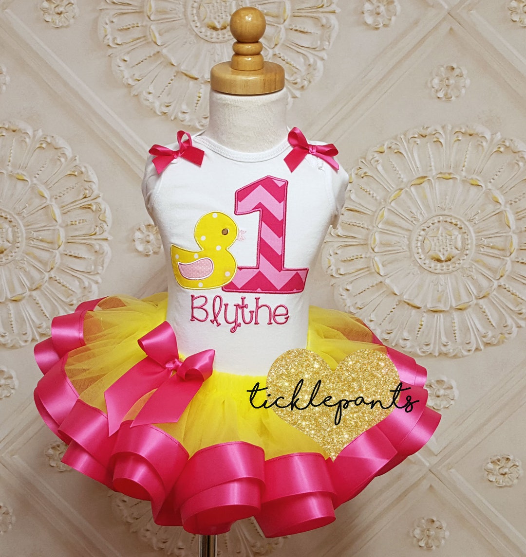 Rubber Duck Duckie Tutu Outfit - Baby Girls Birthday - Hot Pink Yellow ...