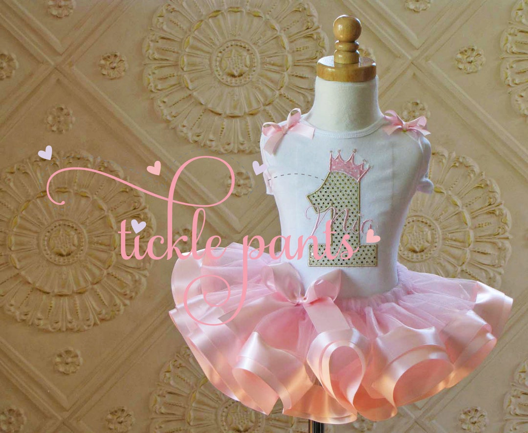 Baby Girls Princess Birthday Outfit Pink and Sparkling Gold Includes ...