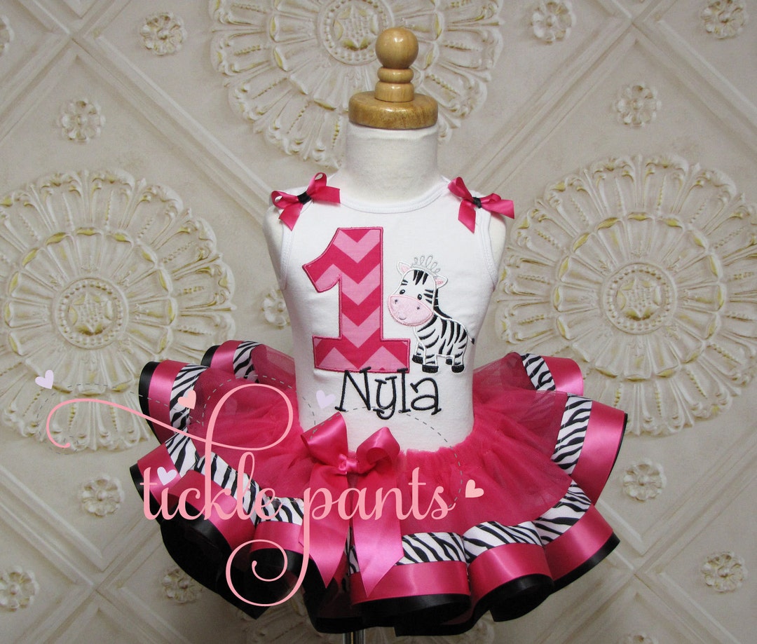 Zebra Birthday Tutu Outfit Hot Pink Black Zebra Print includes ...