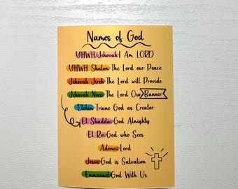 36 Hebrew Names of God 3x5 Stickers, Printable Names of God Stickers ...
