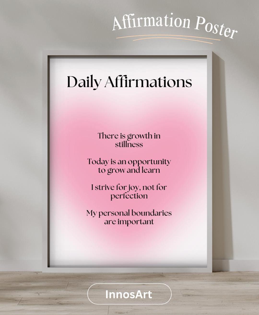 Daily Affirmations Poster, Daily Affirmations Wall Art, Positive ...