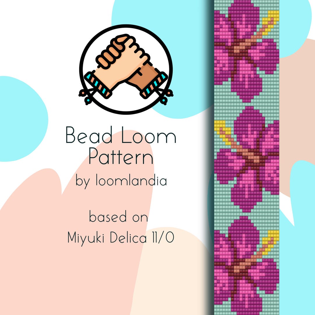 Hibiscus Bead Loom Bracelet Pattern - Bead Loom Pattern Based on Miyuki ...