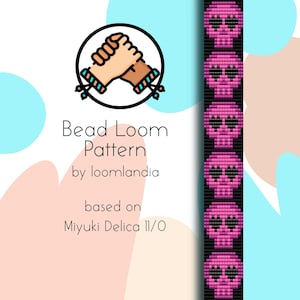 Halloween Pink Skull Bead Loom Bracelet Pattern - Bead Loom Pattern ...