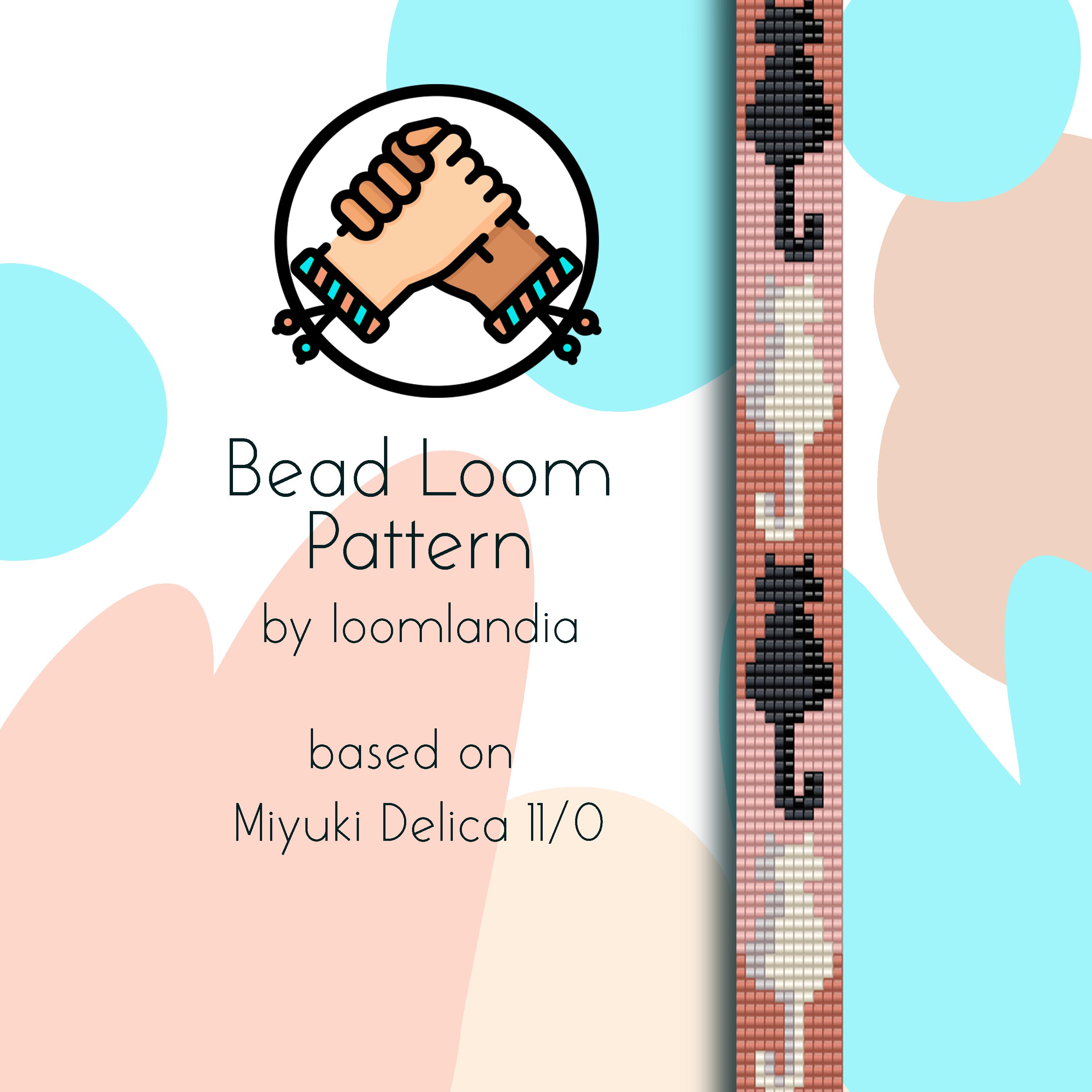 Black and White Cats Narrow Bead Loom Bracelet Pattern - Bead Loom ...
