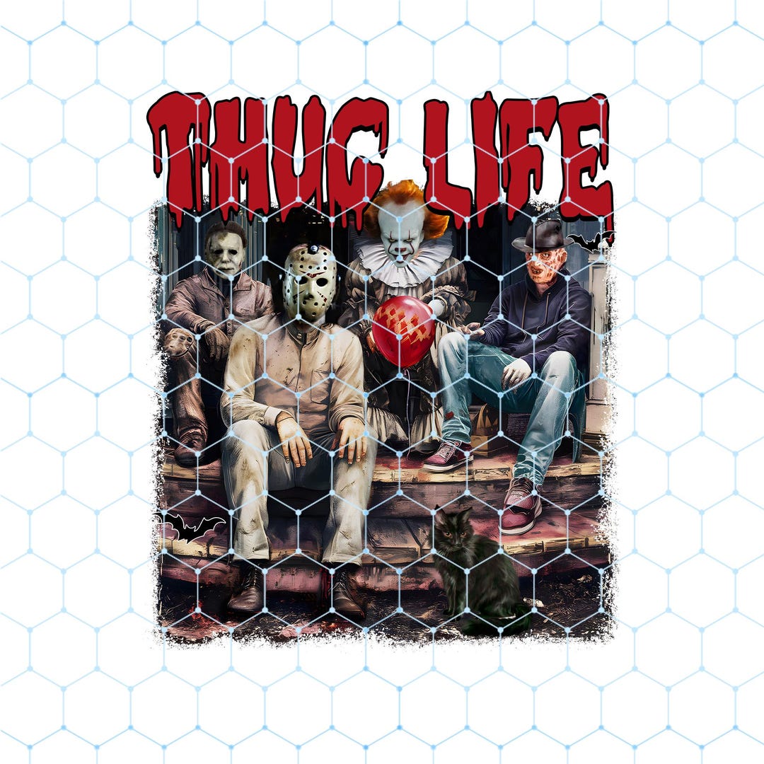Vintage Thug Life Horror Characters Halloween Png, Thug Life Halloween ...