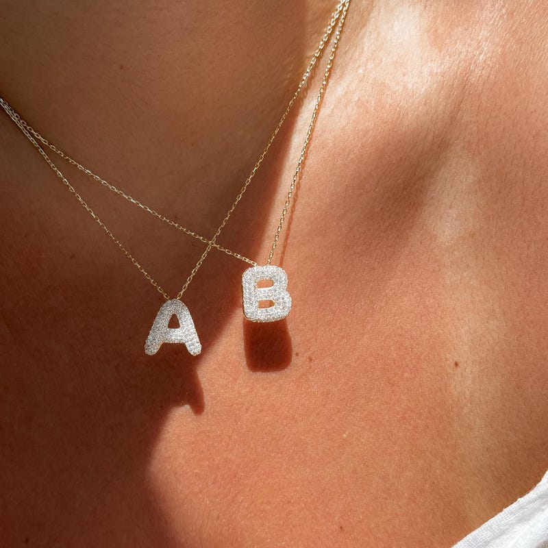 Letter Necklace - Etsy