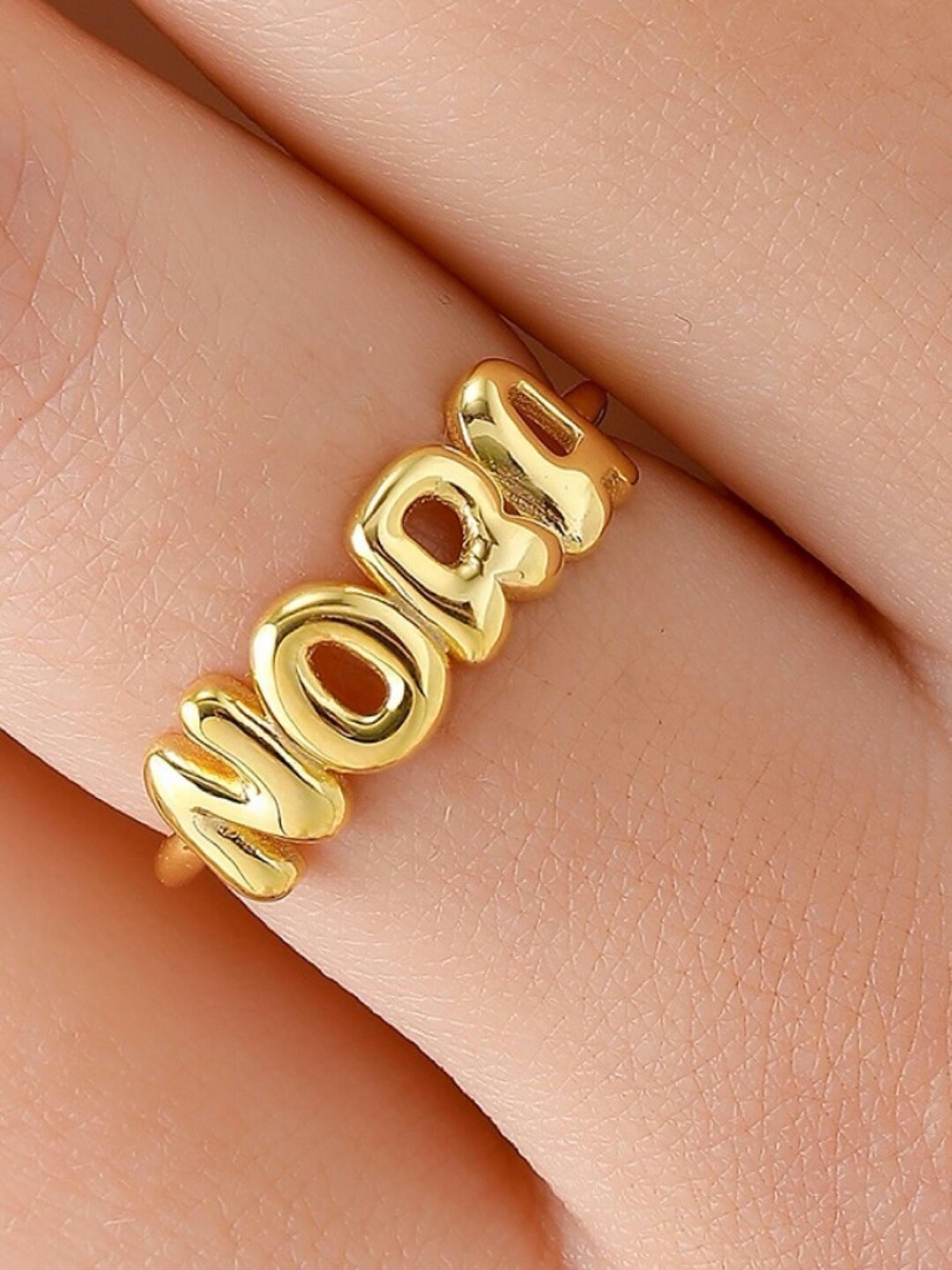3D Bubble Letters Ring, Mini Bubble Letter Initial Ring, Dainty Kids ...