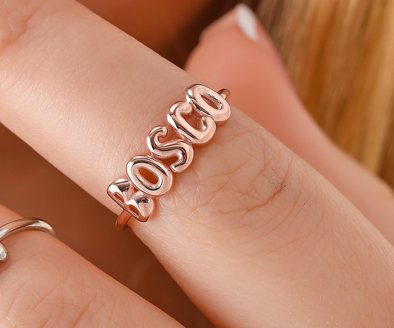 3D Bubble Letters Ring, Mini Bubble Letter Initial Ring, Dainty Kids ...