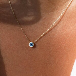 Silver Tiny Evil Eye Necklace, Evil Eye Jewelry, Protection Luck ...