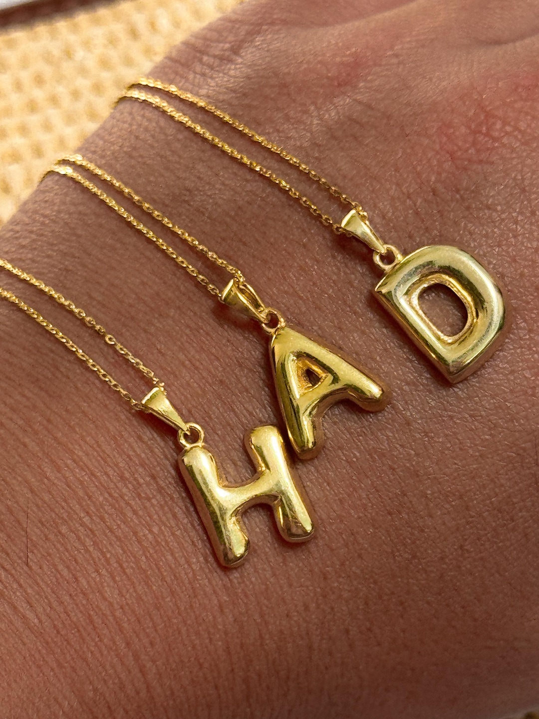 Silver 3D Bubble Letters Necklace, Custom Bubble Letter Initial ...