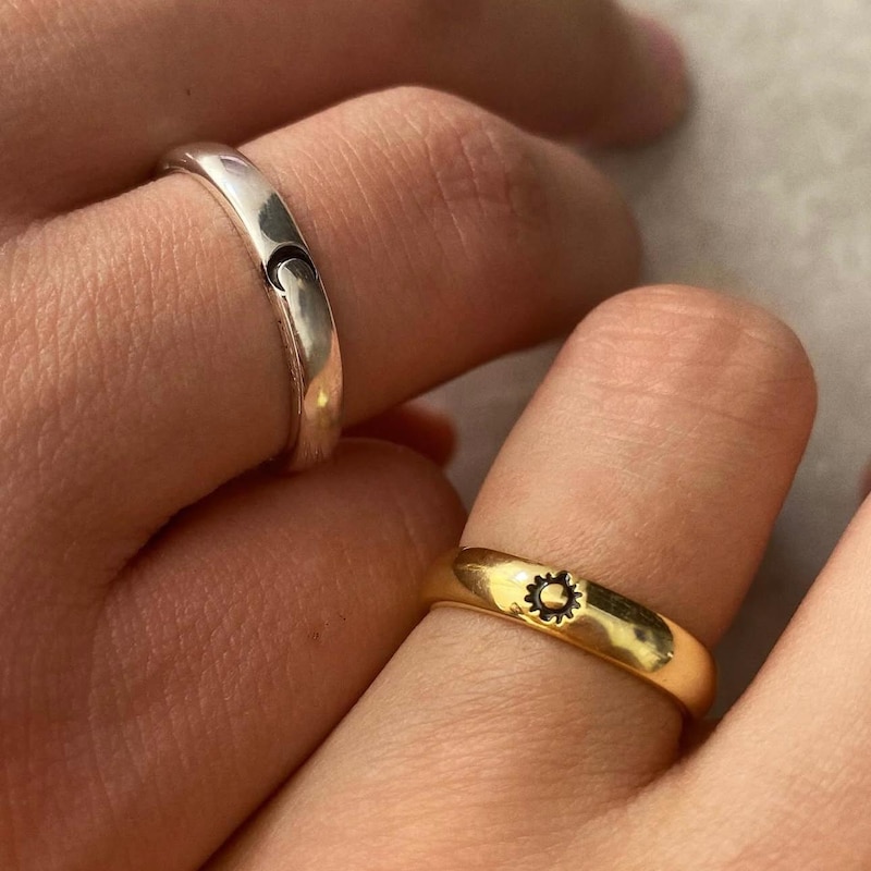 Couple Moon and Sun Rings - Etsy